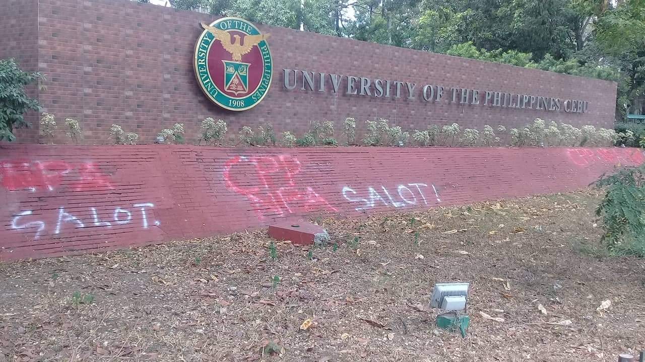 UP Cebu condemns vandalism on campus facade | Cebu Daily News