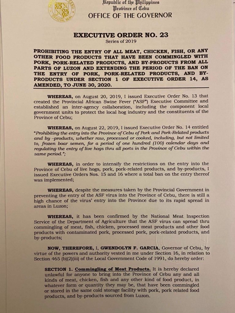 Cebu expands ban to other meat stored with Luzon-sourced pork products ...