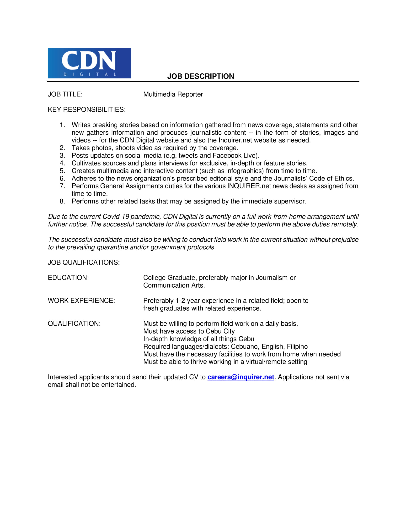 Job Openings | Cebu Daily News