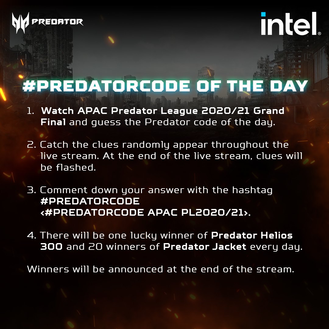Win a Helios 300 Gaming Laptop and other Predator prizes at the Predator League 2020/21 Grand ...