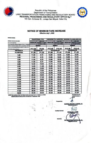 PUV drivers, operators told: Post fare matrix before collecting ...