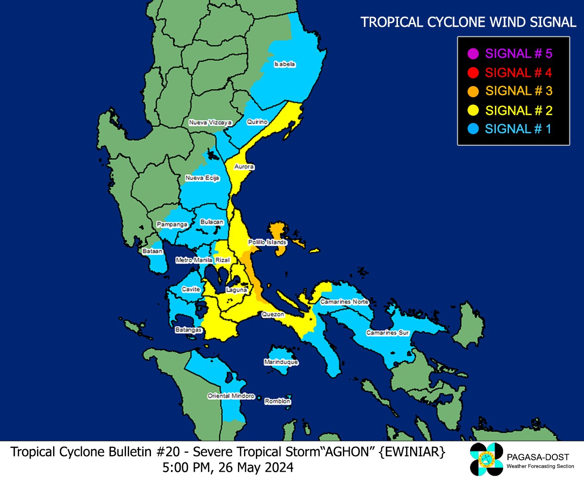 Aghon now a severe tropical storm; Signal No. 3 up in eastern Quezon ...