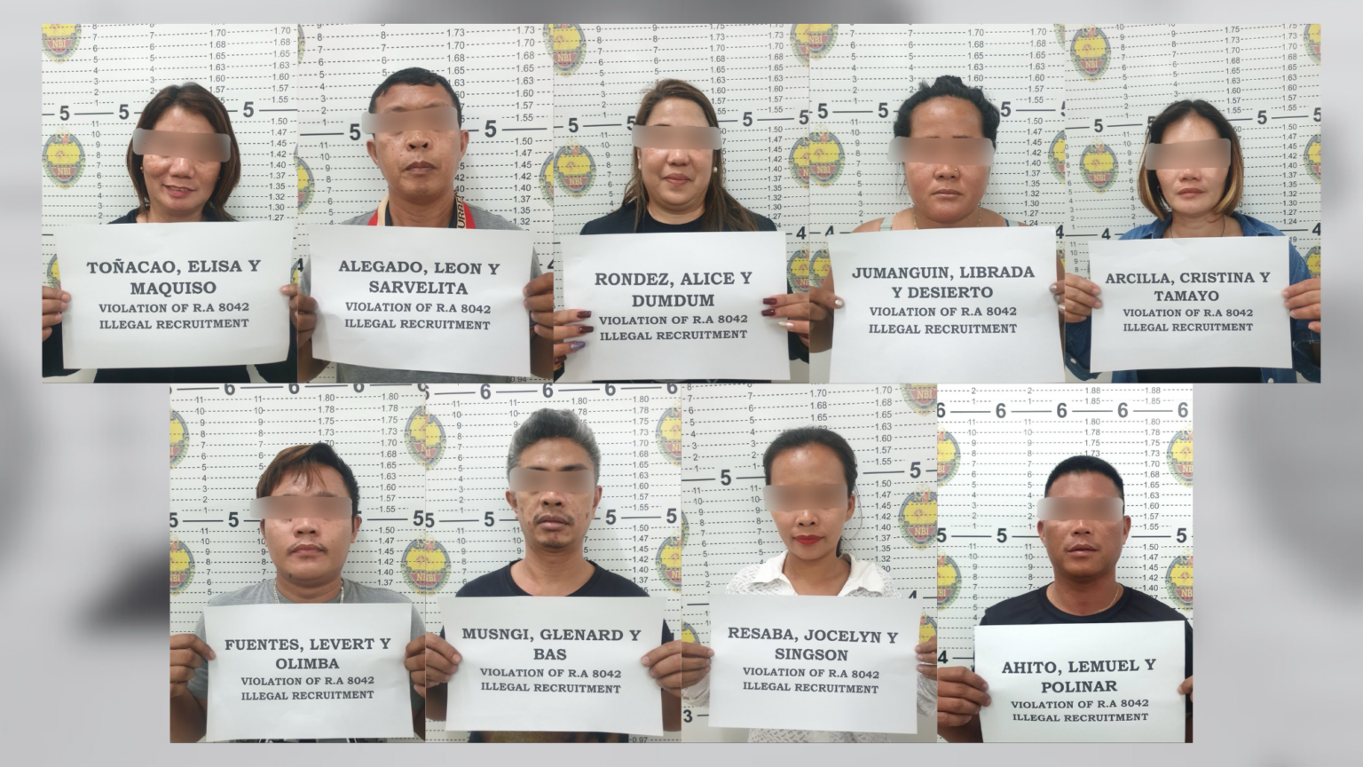 NBI-7 entrapment operation nets 9 illegal recruitment suspects in ...