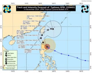 Ofel weakens into a typhoon after making landfall over Cagayan