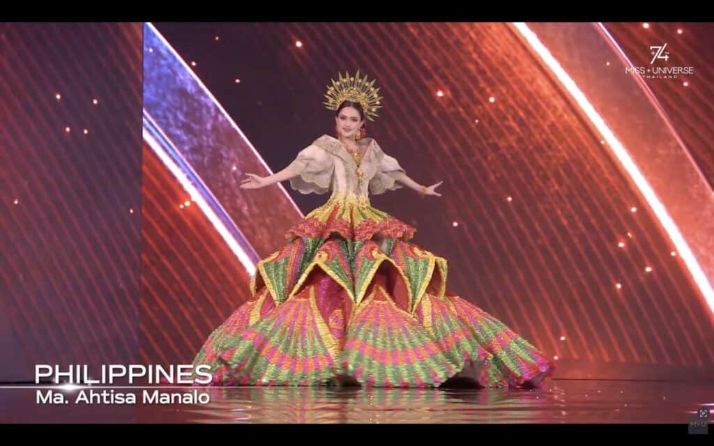 Ahtisa Manalo shines in “Festejada” at Miss Universe national costume ...