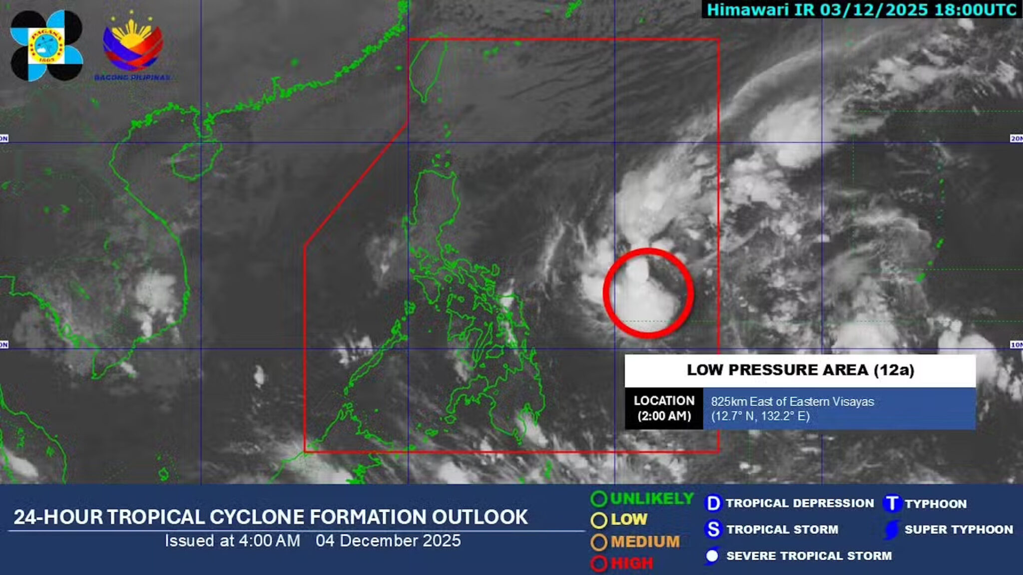 Pagasa: LPA, shear line to bring heavy rains to parts of east of PH
